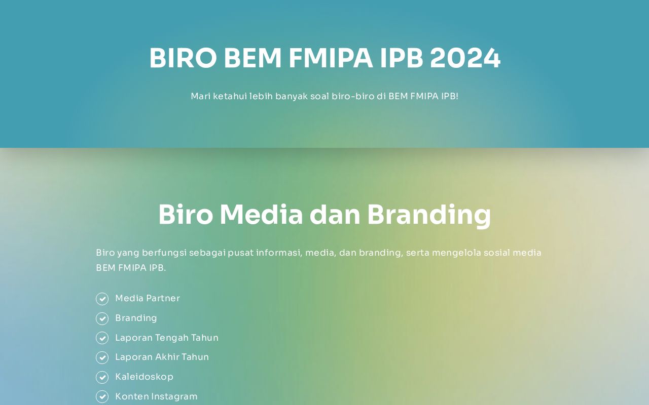Biro dan Departemen BEM FMIPA IPB 2024
